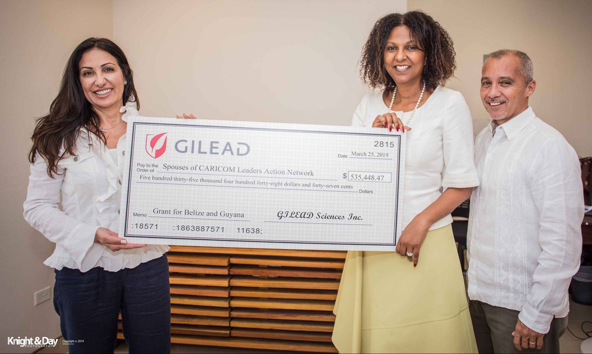 Spouses of CARICOM leaders receive grant from Gilead Sciences Inc. - SCLAN